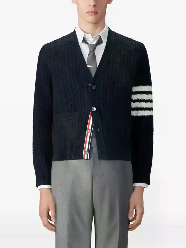 Thom Browne Merino-wool 4-bar Intarsia Anchor Cardigan