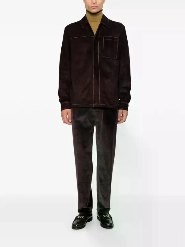 Eleventy Contrast-stitched Suede Jacket