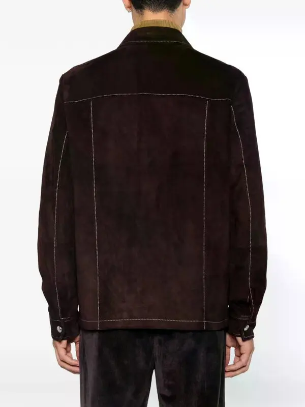 Eleventy Contrast-stitched Suede Jacket
