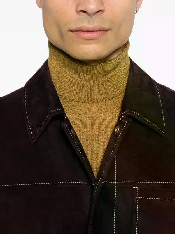 Eleventy Contrast-stitched Suede Jacket