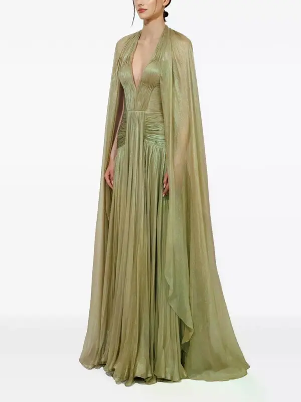 IRIS SERBAN Sonya Pleated Cape Gown