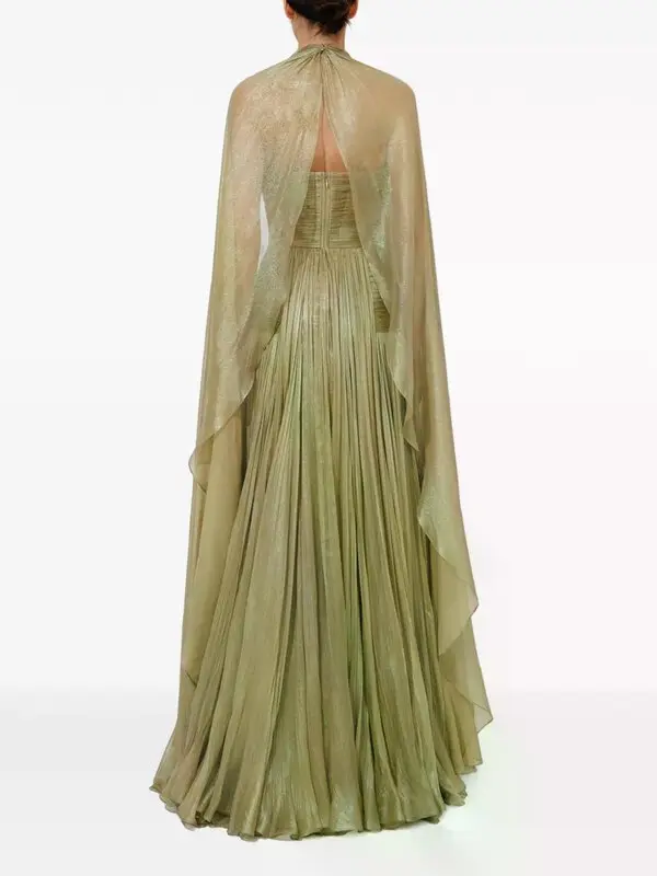 IRIS SERBAN Sonya Pleated Cape Gown