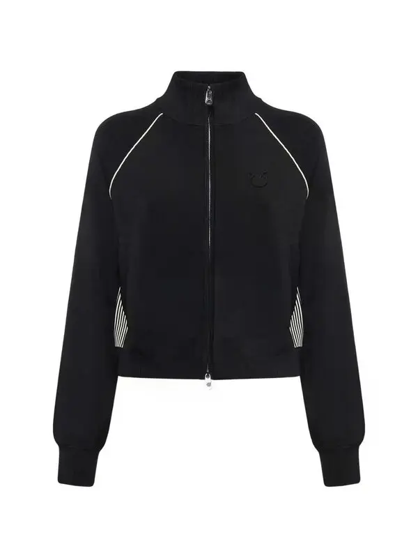 Pinko Piped-trim Zip-up Sweater - Black