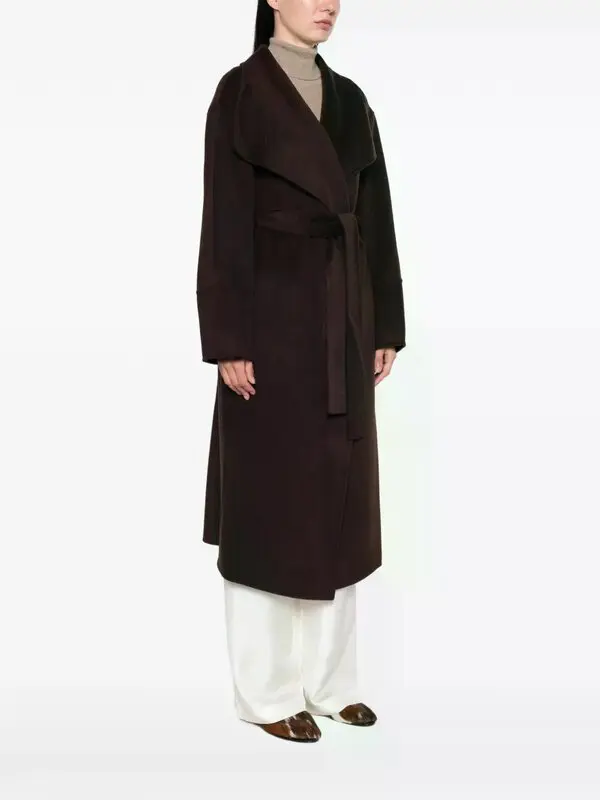 Soft Goat Belted Shawl-collar Coat