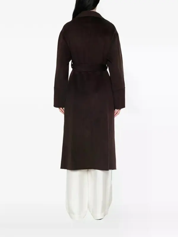 Soft Goat Belted Shawl-collar Coat