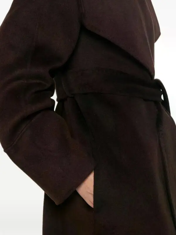 Soft Goat Belted Shawl-collar Coat