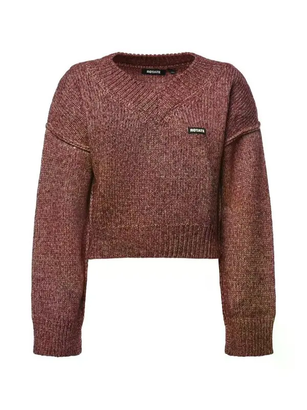 ROTATE BY BIRGER CHRISTENSEN Logo-patch V-neck Sweater - Red