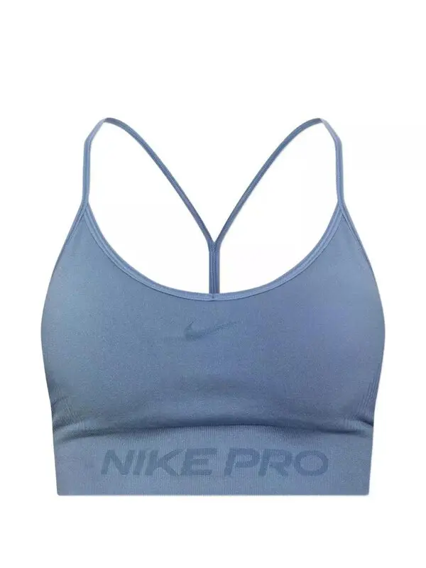Nike Pro Seamless Logo-print Sports Bra - Blue