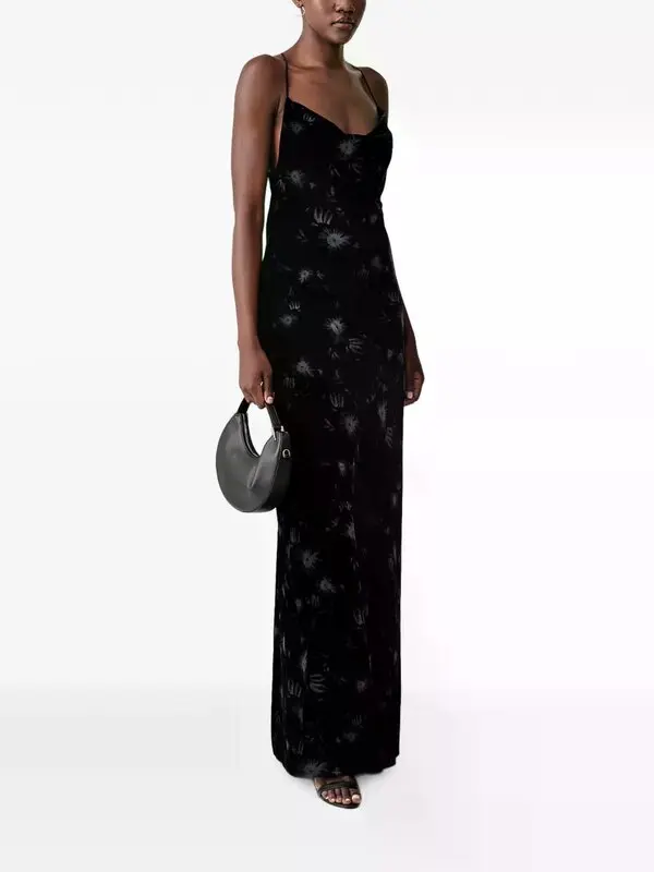 Pinko Floral-print Velvet-texture Maxi Dress