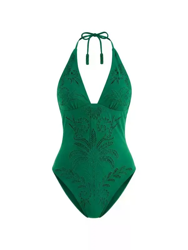 Farm Rio Broderie-anglaise Halterneck Swimsuit