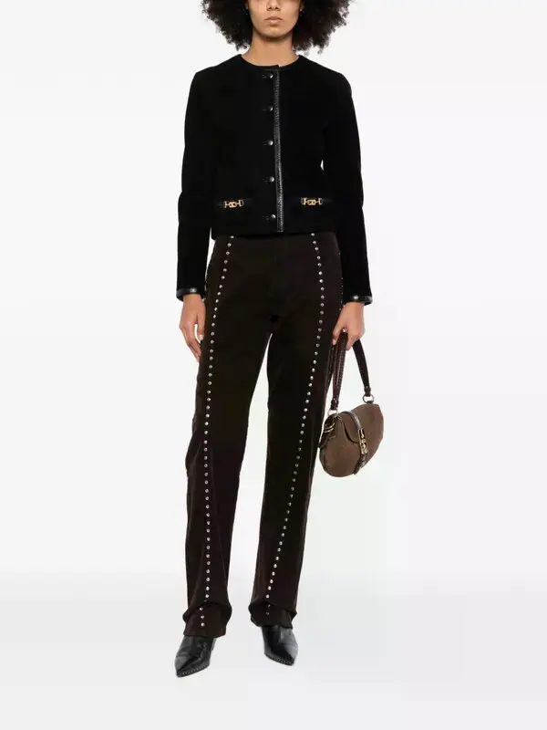 Celine Cropped Suede Jacket - Black