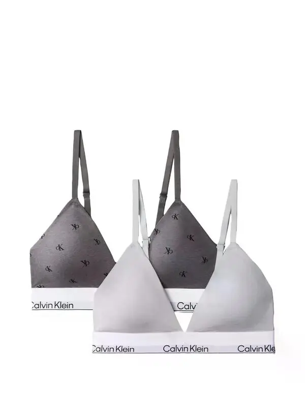 Calvin Klein Logo-print Triangle Bras - Grey