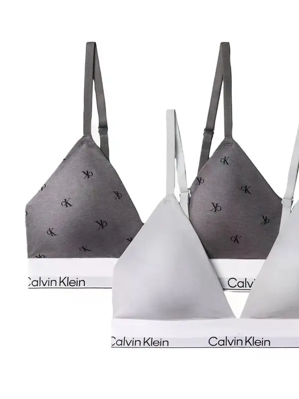Calvin Klein Logo-print Triangle Bras - Grey