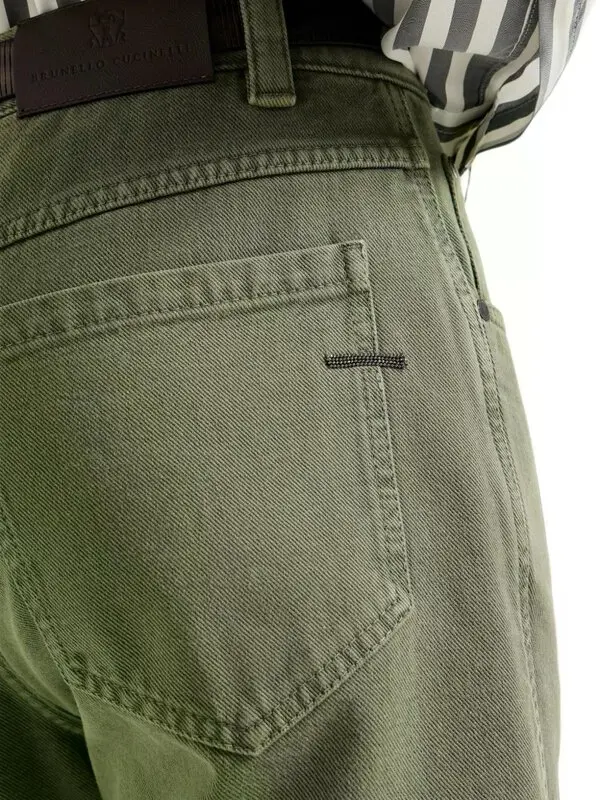 Brunello Cucinelli Dyed Denim Five-pocket Straight Trousers With Shiny Bartack