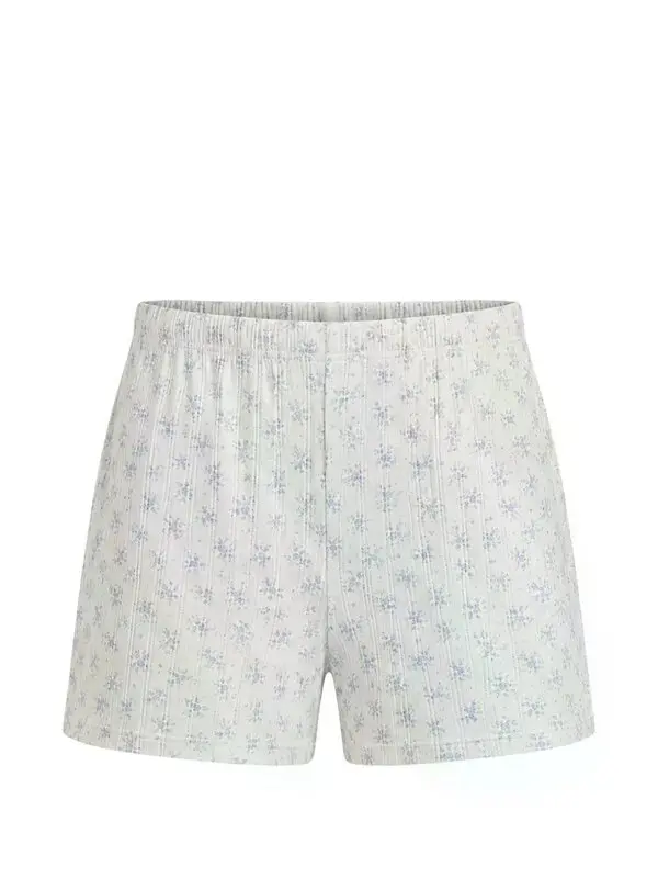 Polo Ralph Lauren Floral-print Pointelle-knit Pajama Shorts - White