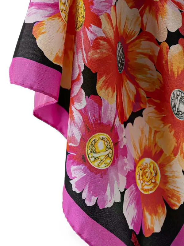 Moschino Floral-print Button-motif Scarf