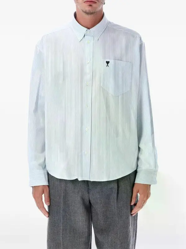 AMI Paris De Coeur Striped Shirt - White