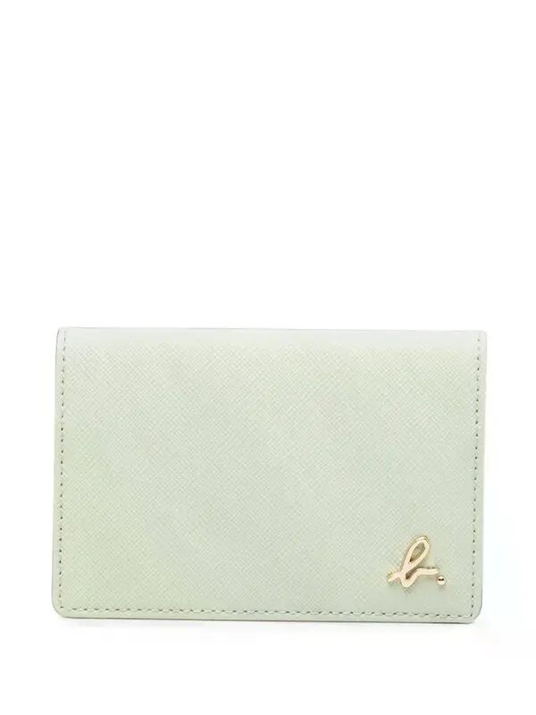 AGNES B. Leather Card Holder - Green
