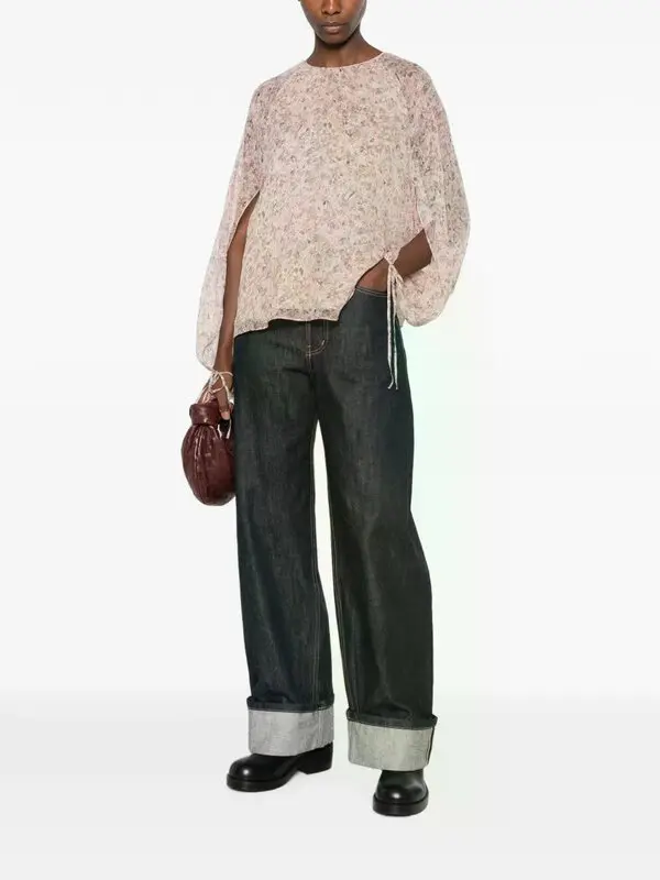 KRISTINA TI Floral-print Tie-cuff Blouse