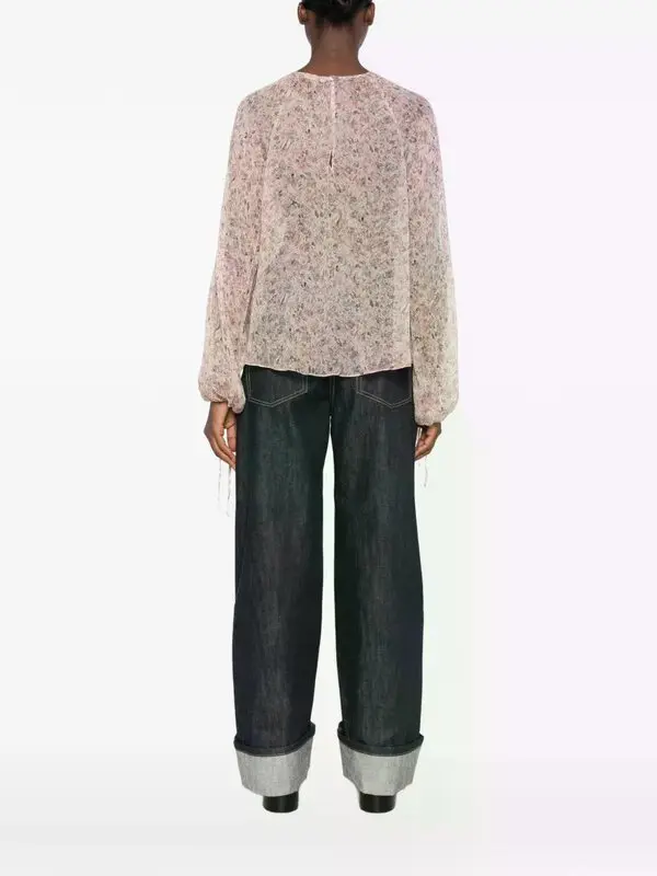 KRISTINA TI Floral-print Tie-cuff Blouse