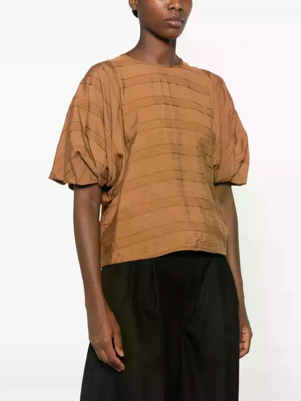 KRISTINA TI Horizontal-stripe Batwing-sleeve Top