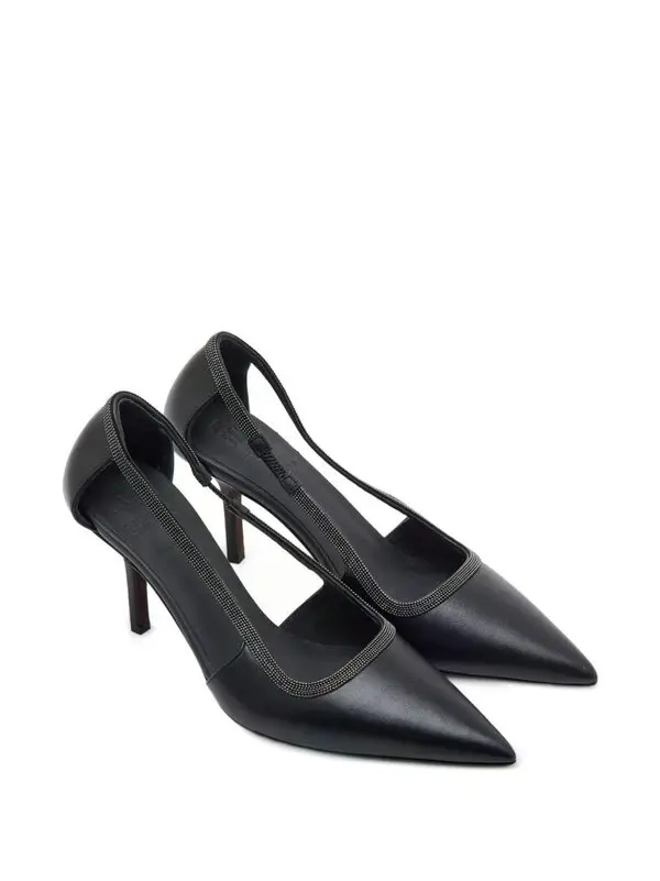 Brunello Cucinelli Monili-embellished Cutout Pumps - Black