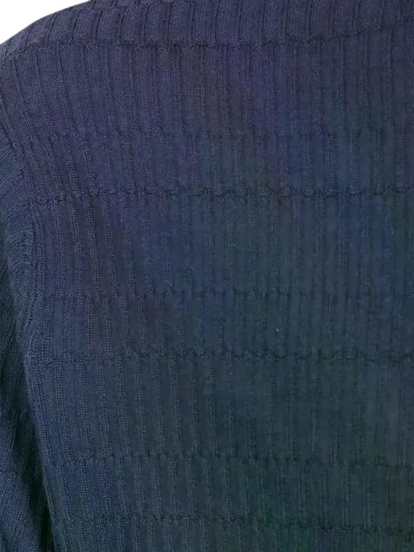Emporio Armani Ribbed-knit Wool T-shirt - Blue