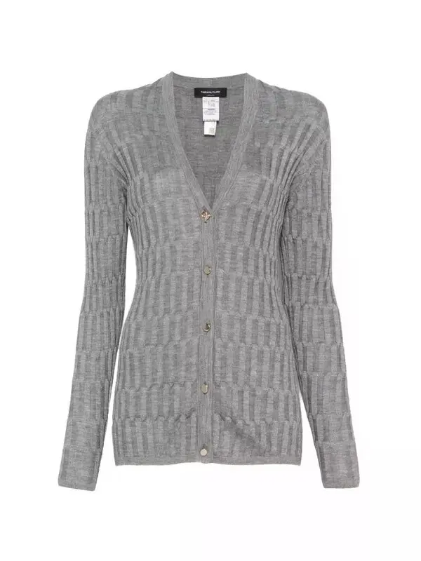Fabiana Filippi Ribbed-knit V-neck Cardigan - Grey