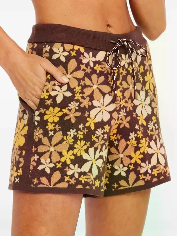 The Upside Copacabana Floral-print Knit Mini Shorts