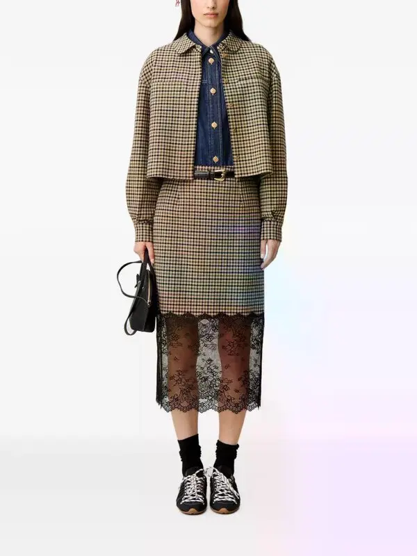 Claudie Pierlot Straight Checked Skirt