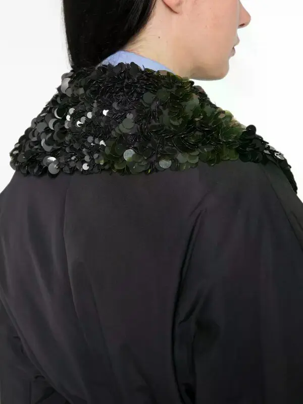 Plan C Sequin-embellished Belted Coat