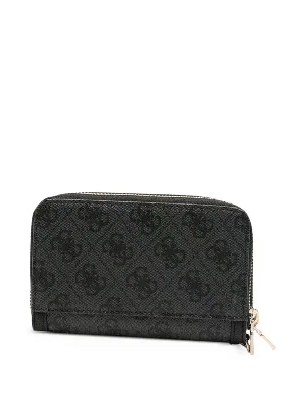Guess Monogram-print Logo-plaque Wristlet - Black