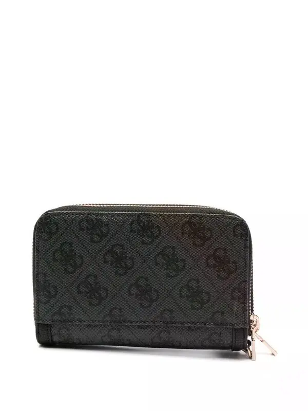 Guess Monogram-print Logo-plaque Wristlet - Black