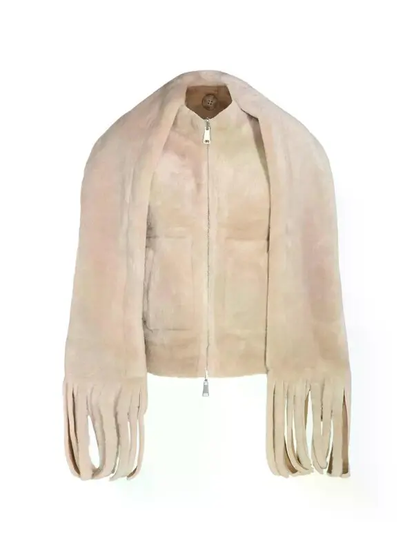 URBANCODE Fringed-scarf Faux-fur Coat - Neutrals