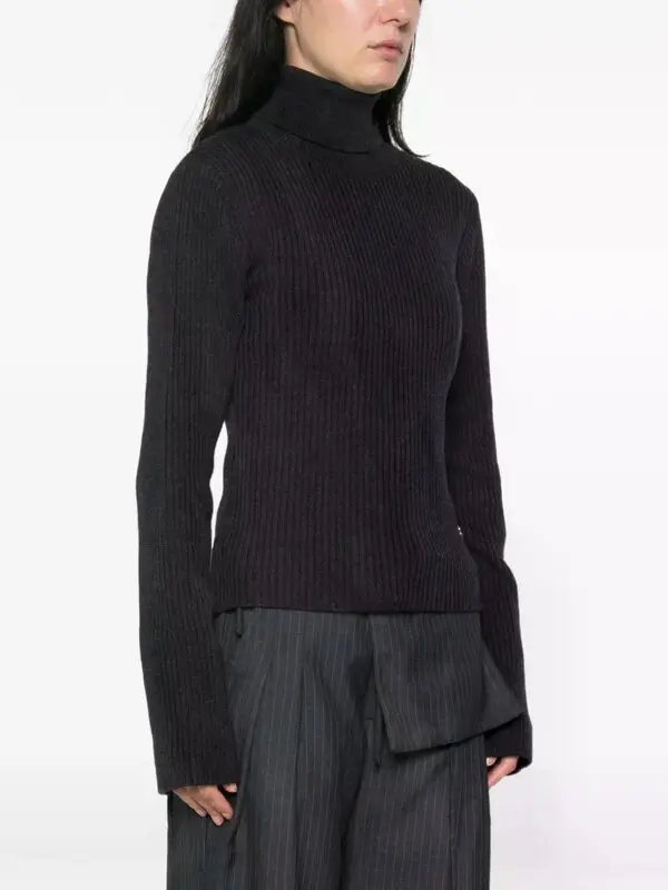 GANNI Ribbed-knit Roll-neck Sweater