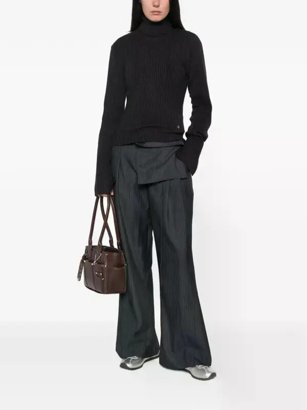 GANNI Ribbed-knit Roll-neck Sweater - Grey