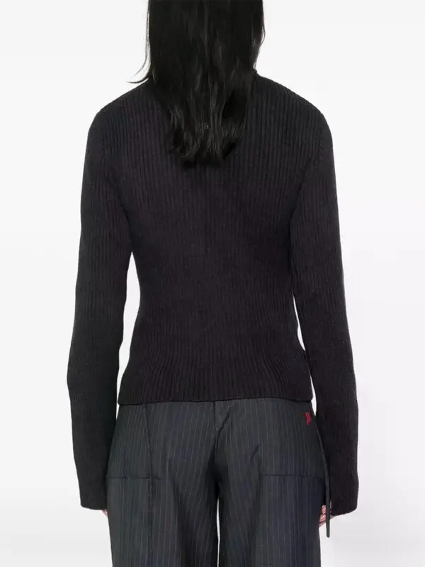 GANNI Ribbed-knit Roll-neck Sweater - Grey