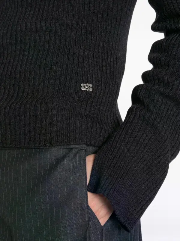 GANNI Ribbed-knit Roll-neck Sweater