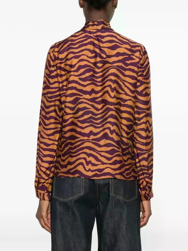 KRISTINA TI Zebra-print Pussy-bow Blouse