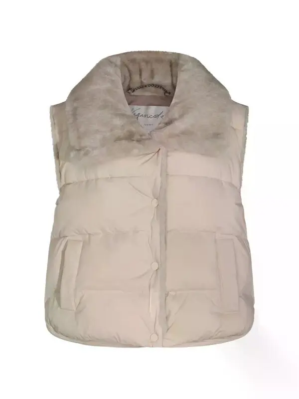 URBANCODE Faux-fur Collar Puffer Vest - Neutrals