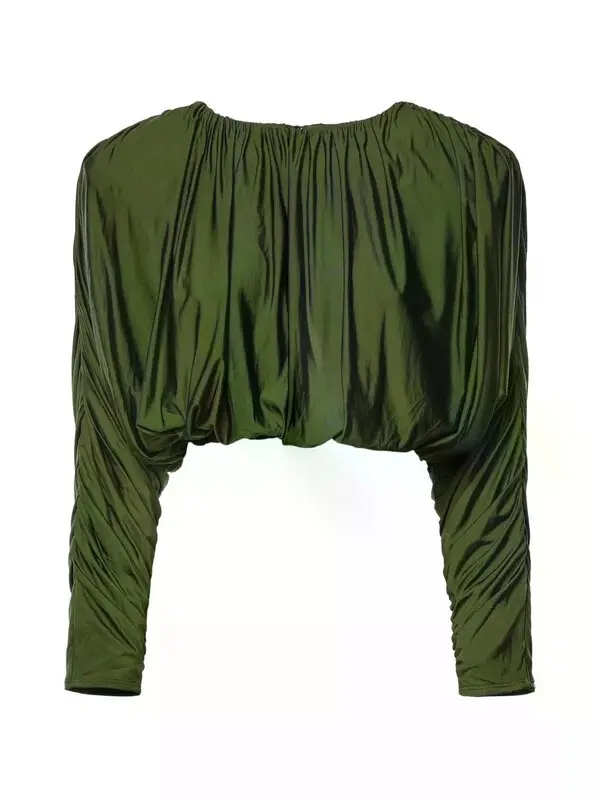 SELF-PORTRAIT Ruched-detail Cropped Sweater