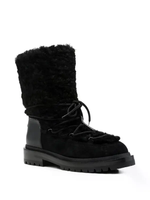 SERGIO ROSSI Shearling-trim Lace-up Boots