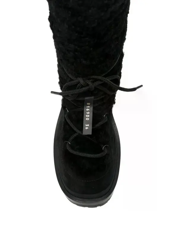 SERGIO ROSSI Shearling-trim Lace-up Boots