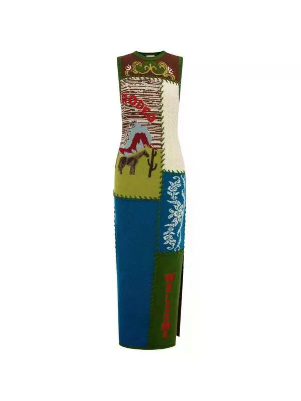 ALEMAIS Lasso Patchwork Knitted Maxi Dress