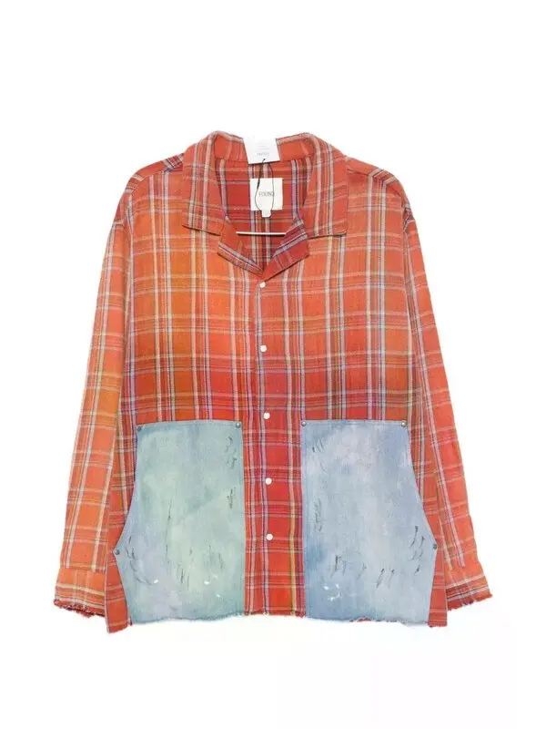 FOUND Plaid-pattern Panelled Shirt