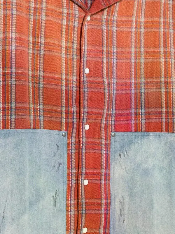 FOUND Plaid-pattern Panelled Shirt