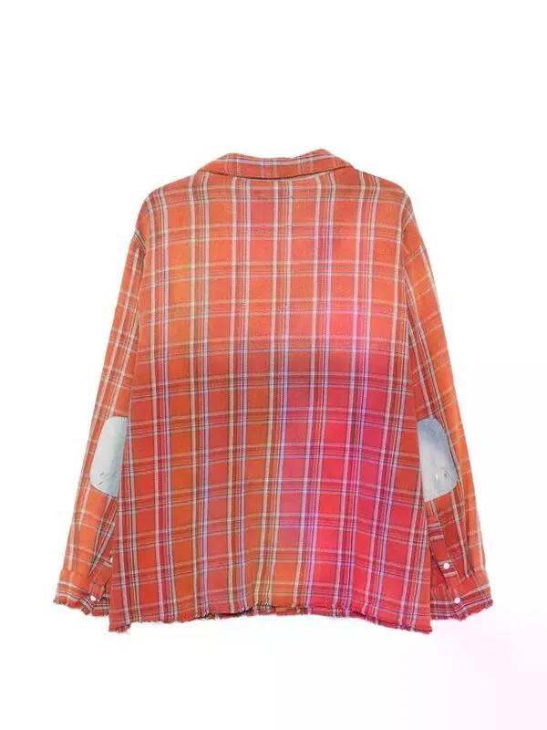 FOUND Plaid Pattern Panelled Shirt - Orange