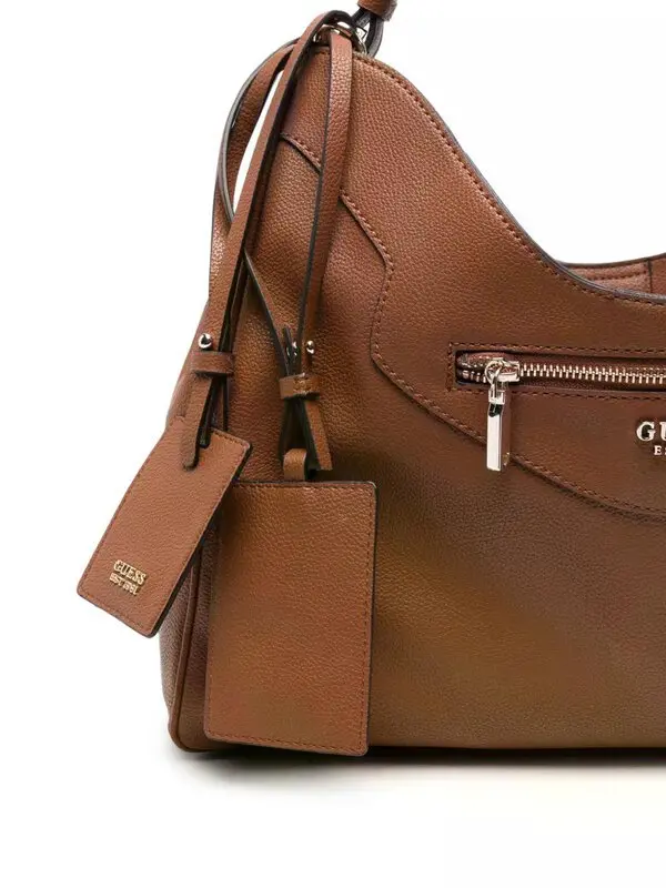 Guess Antonia Grained Leather Shoulder Bag - Brown