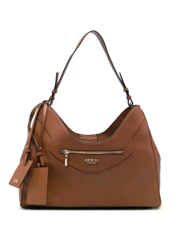 Guess Antonia Grained Leather Shoulder Bag - Brown