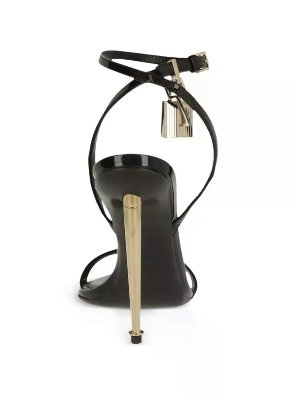 TOM FORD Padlock-detail Patent-leather Sandals - Black